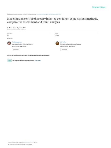 Modeling And Control Of A Rotary Inverted Pendulum Using Various Methods Comparative Assessment