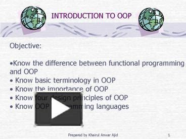 INTRODUCTION TO OOP Presentation Free To View