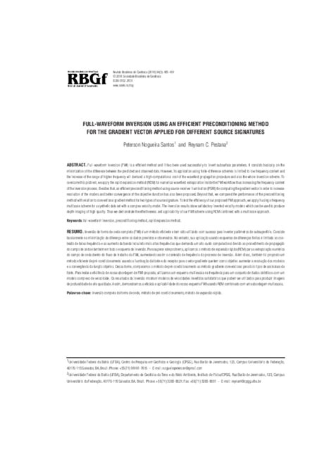 Pdf Full Waveform Inversion Using An Efficient Preconditioning Method