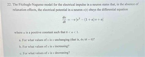 Solved The Fitzhugh Nagumo Model For The Electrical Impulse In A
