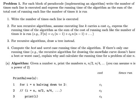 Solved Problem 1 ﻿for Each Block Of ﻿pseudocode