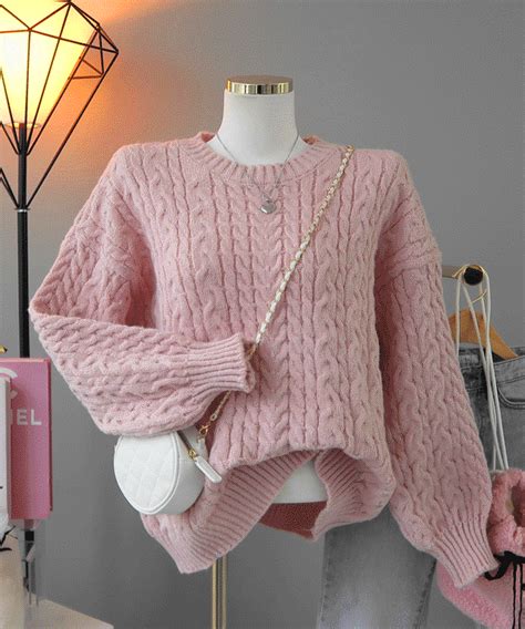 최저가 [도톰 루즈핏~한겨울까지입는 꽈배기니트] 시즌콤비꽈배기벌룬니트 에이블리