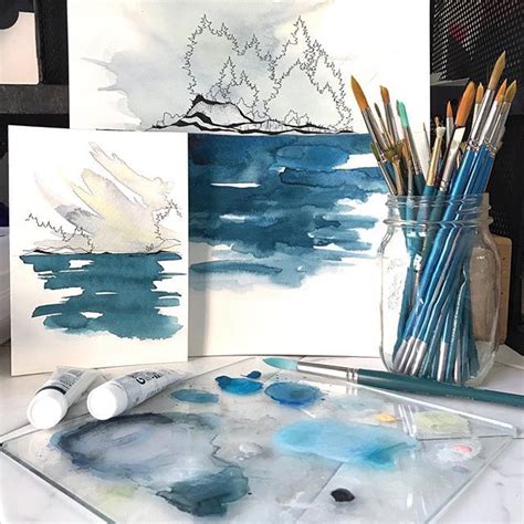 Its Settled I Love Combining Gouache Washes With Line Drawings