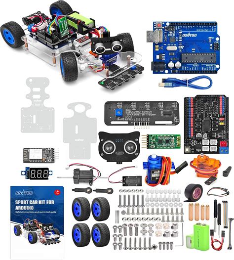Amazon co jp OSOYOO Arduino用 アルドゥイーノ UNO ロボット カー スマートカー キット サーボ ステアリング ラック DIY キット Bluetooth 模擬