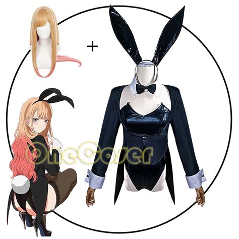 My Dress Up 달링 마린 키타와와 버니 걸 애니메이션 코스프레 의상 토끼 점프 슈트 섹시한 정장 가발 귀 머리띠 소녀 여성 AliExpress