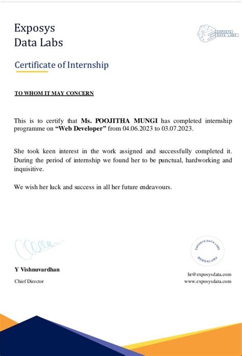 poojitha mungi on linkedin internship webdevelopment exposysdatalabs