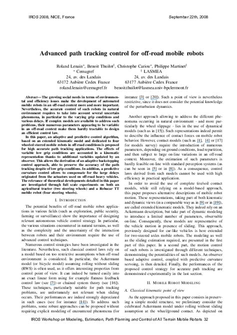 Pdf Adaptive And Predictive Path Tracking Control For Off Road Mobile Robots Roland Lenain