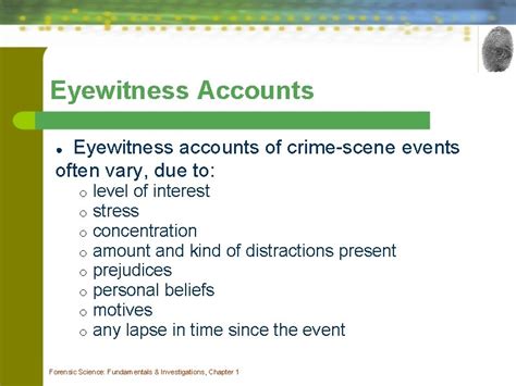 Chapter One Observation Skills Forensic Science Fundamentals Investigations