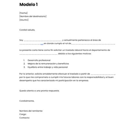 Carta De Solicitud De Traslado De Reasignación De Empleado Ejemplos