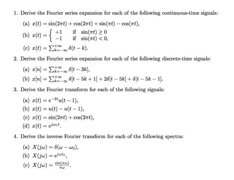 solved 1 derive the fourier series expansion for each of
