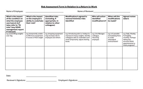 Free Return To Work Forms DOCX PDF Printable Samples