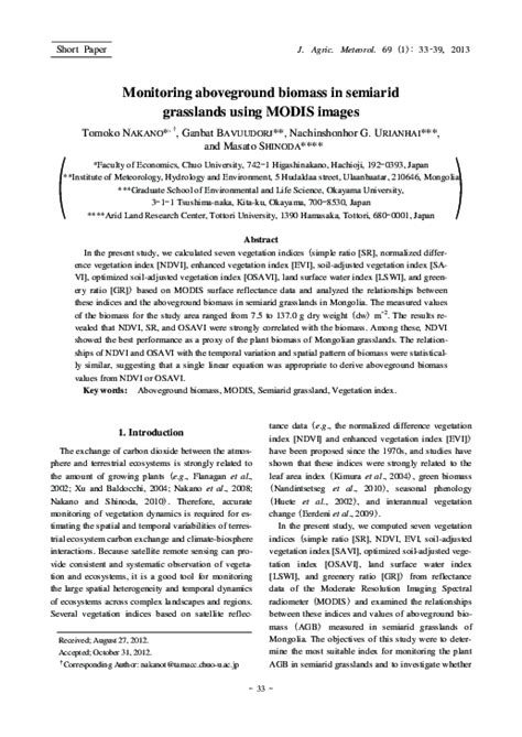 Pdf Monitoring Aboveground Biomass In Semiarid Grasslands Using Modis