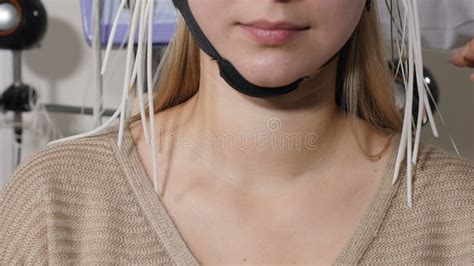 Electroencephalographic Examination In Clinic Equipment For Receiving Brain EEG Human Stock