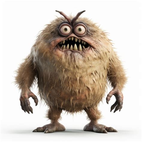 Monstruo Feo Y Aterrador En Fondo Blanco Estilo De Rastreo De Rayos