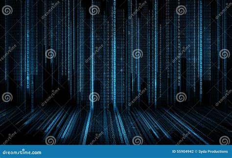 black blue binary system code background stock illustration