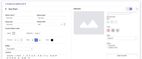 how to add size chart to shopify product page