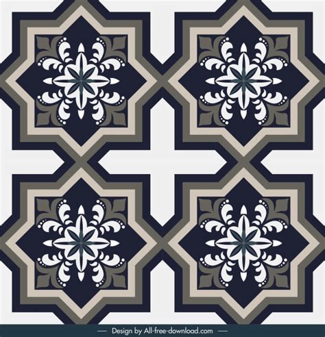 Tile Decorative Elements Flat Classical Symmetric Shapes Vectors Images Graphic Art Designs In