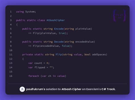 Paulfulcrums Solution For Atbash Cipher In C On Exercism