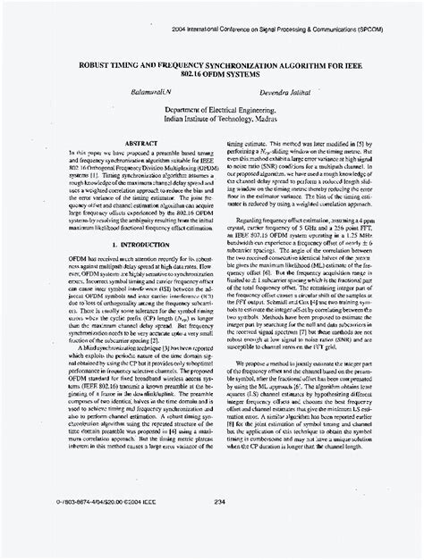 Robust Timing And Frequency Synchronization Algorithm For Ieee 80216 Ofdm Systems Ieee