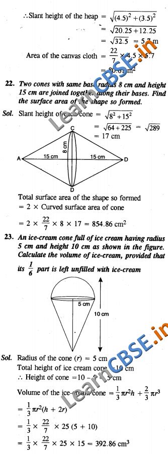 NCERT Exemplar Solutions CBSE Class Maths Surface Areas And Volumes SAQ
