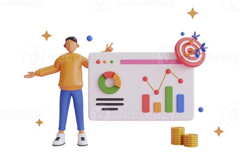 D Financial Report Chart Data Analysis And Web Development Concept Tablet With Data Chart