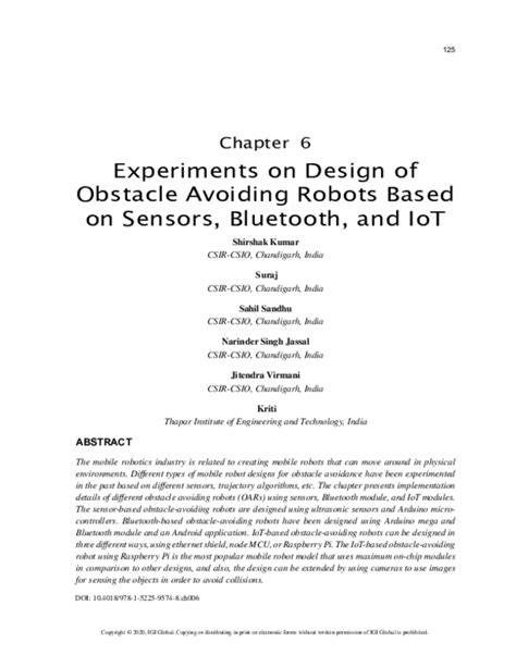 Pdf Experiments On Design Of Obstacle Avoiding Robots Based On