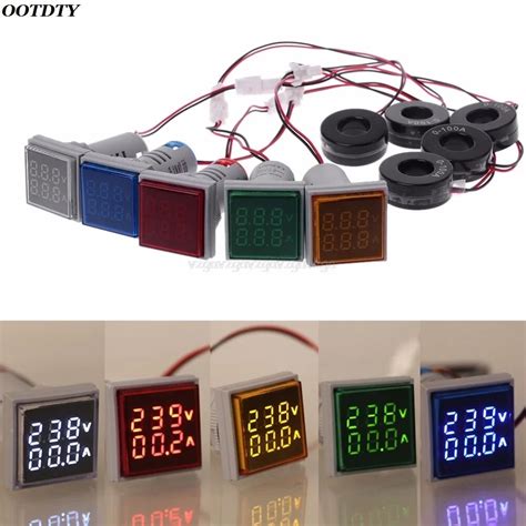 Voltímetro E Amperímetro Digital Led Quadrado Medidor De Voltagem E Corrente Ac 60 500v 0 100a