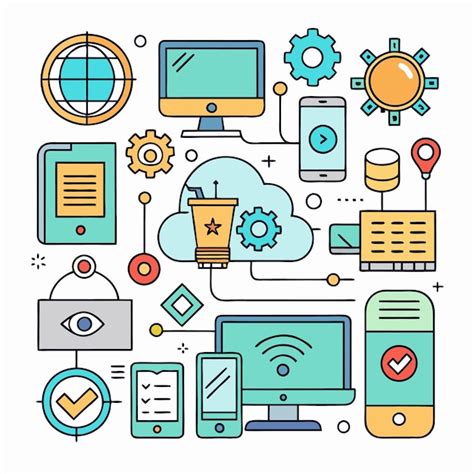 Illustration Of A Cloud Computing Concept With Various Connected Devices Such As Computers