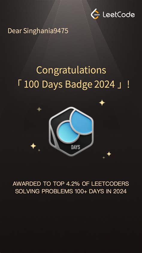 Abhishek Kumar On Linkedin Awarded With 100 Days Of Leetcode Badge For Being Consistent