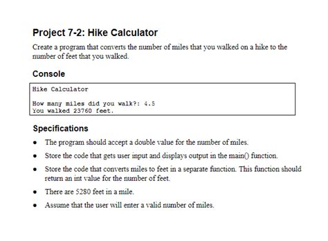 Solved Project 7 2 Hike Calculator Create A Program That