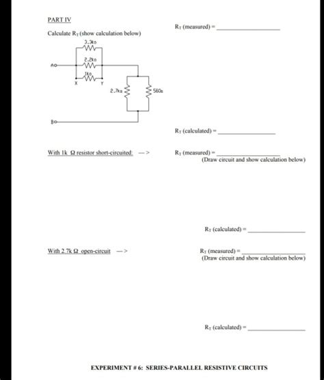 Solved PART IV RT Measured Calculate RT Show Calculation Chegg Com