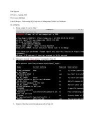 Nguyen Lab Performing SQL Injection To Manipulate Tables In A Database Docx Hai Nguyen ITN