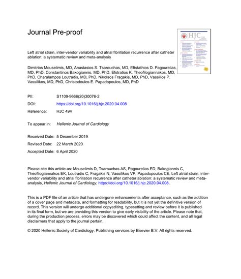 Pdf Left Atrial Strain Intervendor Variability And Atrial Fibrillation Recurrence After