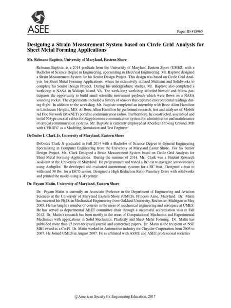 designing a strain measurement system based on circle grid analysis for