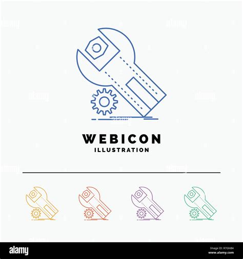 Settings App Installation Maintenance Service 5 Color Line Web Icon