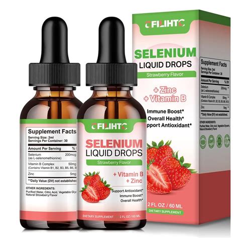 2 Pack Selenium Liquid Drops 200mcg Liquid Selenium Supplement With Vitamin B Complex And Zinc