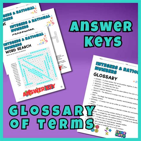 Integers And Rational Numbers Vocabulary Worksheets Puzzle Activities