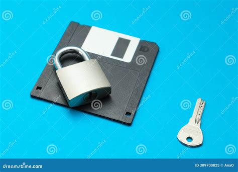 The Lock With Key Is On The Black Retro 3 5 Floppy Diskette Cyber Security And Data Protection