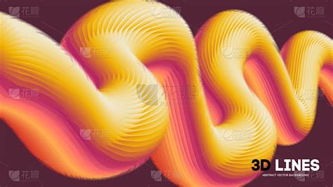 3d彩色流体线条设计概念