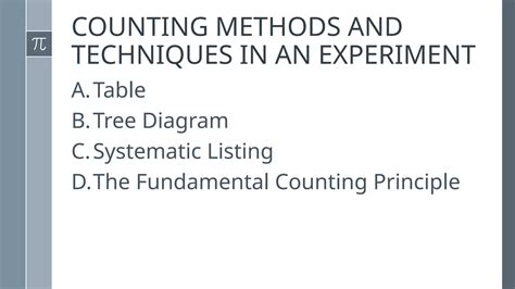 counting methods and techniques in an experiment pptx
