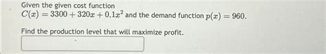 Solved Given The Given Cost Functioncx3300320x01x2