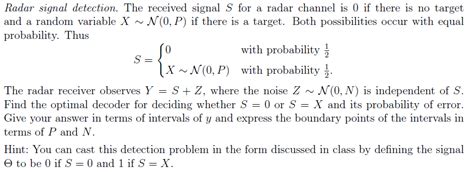 radar signal detection the received signal s for a