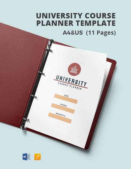 FREE Printable Course Planner Word Pages Google Doc Template Net