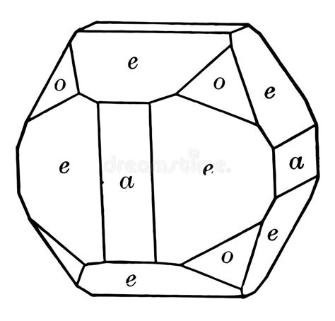 Pyritohedron Cube And Octahedron Vintage Illustration Stock Vector