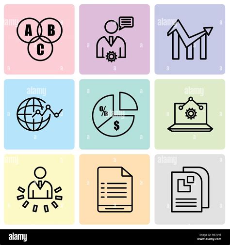 Set Of 9 Simple Editable Icons Such As Data Page User Warning User