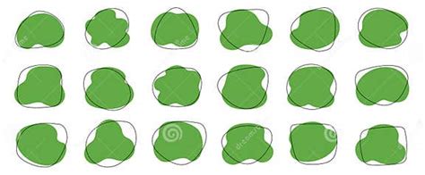 Organic Blob Shape Abstract Green Color Amoeba Irregular Fluid Element Set Simple Flat