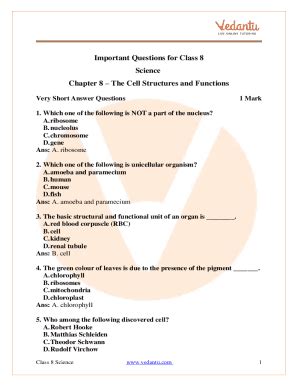Fillable Online Cell Structure And Functions Class Extra Questions Fax Email Print PdfFiller