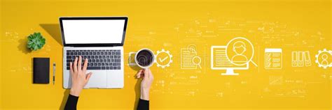 Document Management System Concept With Person Using Laptop Computer