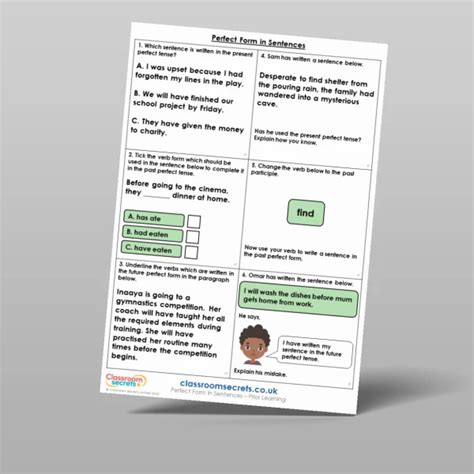 Year 5 Perfect Form In Sentences Prior Learning Resource Classroom Secrets