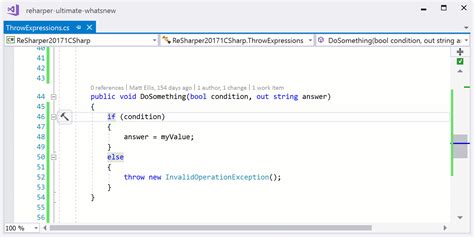 c 7 0 and 7 1 support in resharper throw expressions the